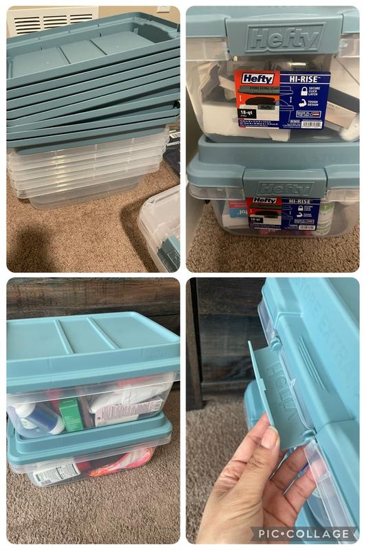 Hefty 8 -Pack Medium 4.5 -Gallons ( 18 -Quarts ) Blue Stackable Tote ...