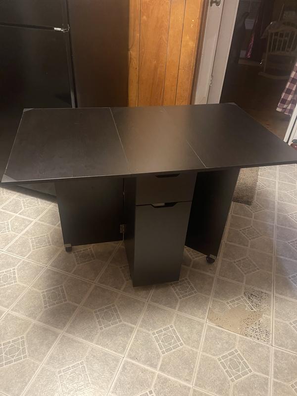 JOMEED Folding Dining Kitchen Table with Drawer and 2-Layer Storage ...