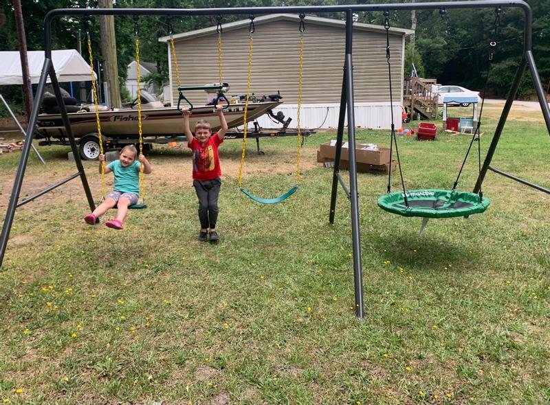 gobaplay Residential Steel Swing set with 3 Swings in the Metal ...
