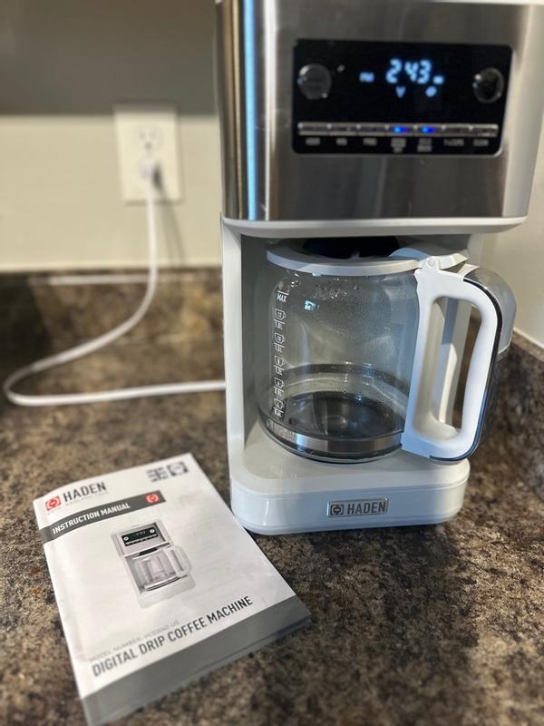 Haden Generous Brew 14 Cup Programmable Digital Coffee Maker Pot Ivory ...