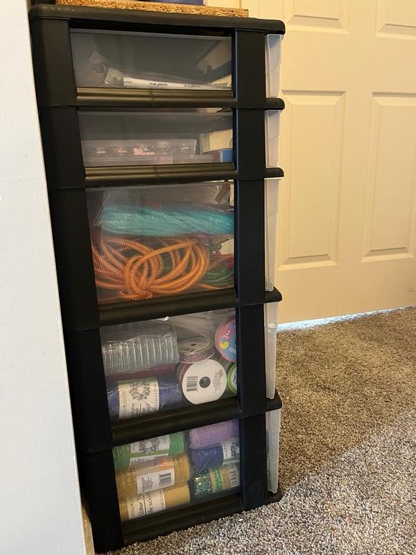 Homz Products 2 -Pack 5 -Drawers Black, Clear Stackable Plastic Storage ...