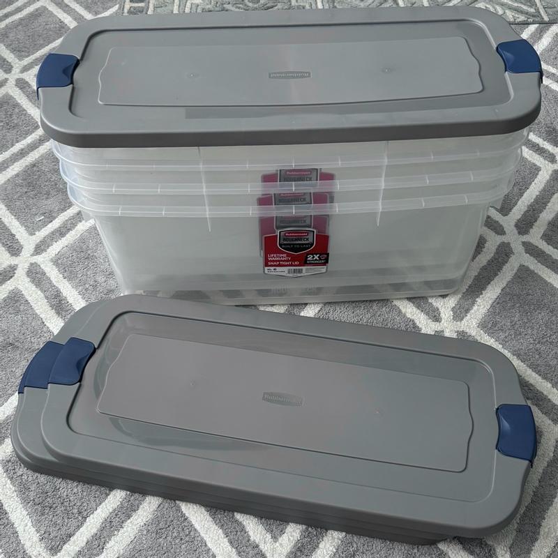 Rubbermaid 4 Pack Roughneck Clear Storage Containers Stackable Totes 95 ...