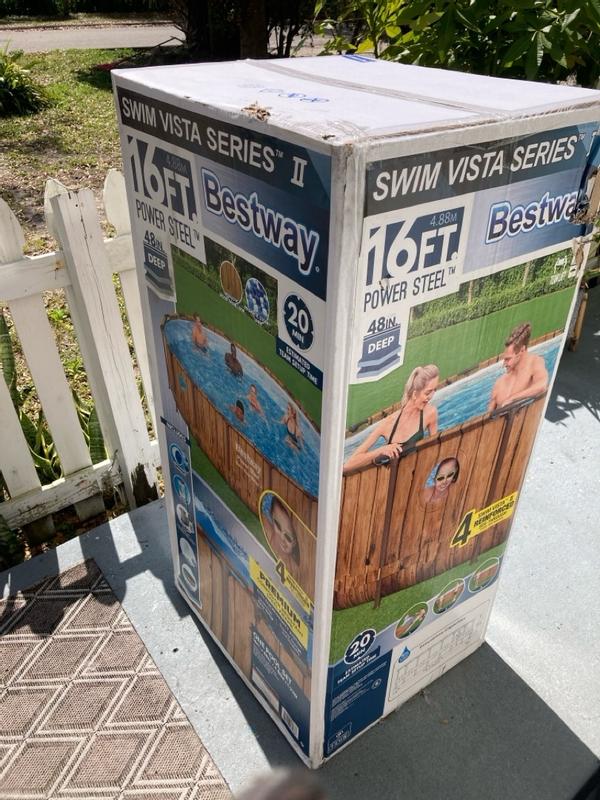 Bestway 16-ft x 16-ft x 48-in Metal frame Round Above-Ground Pool with ...