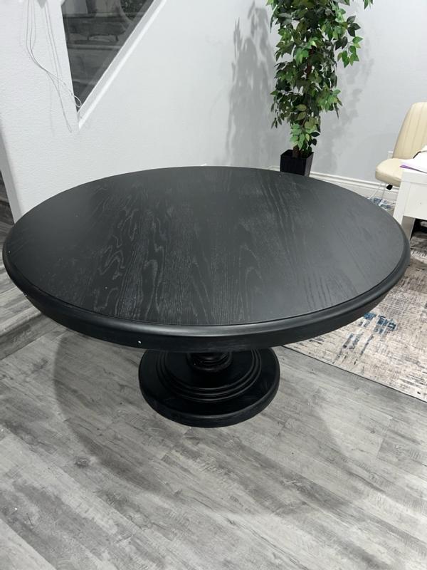 Maven Lane Zola Traditional Round Wooden Dining Table in Antiqued Grey ...