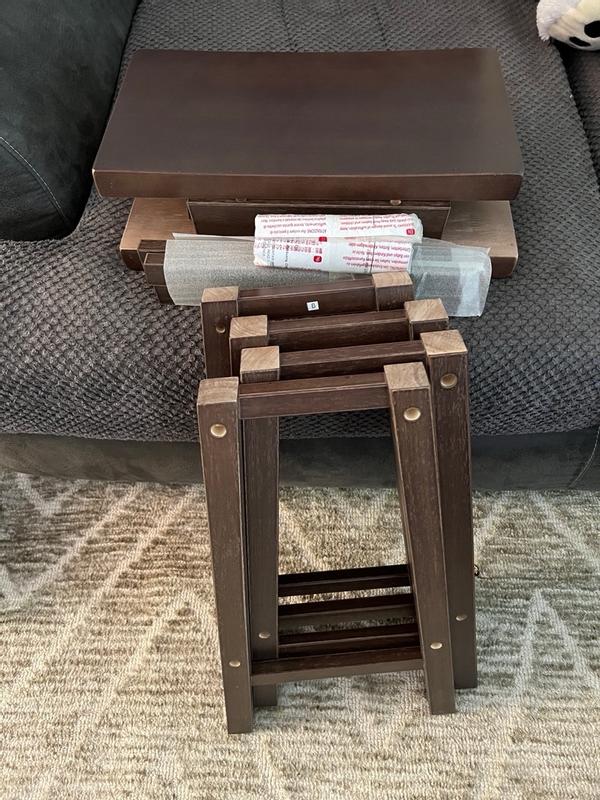 PJ Wood Classic Saddle-Seat 24" Tall Kitchen Counter Stools, Walnut ...