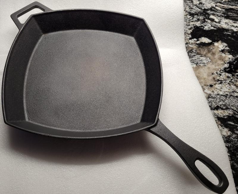 Bayou Classic 12 Inch Square Cast Iron Cooking Skillet Pan with Helper ...