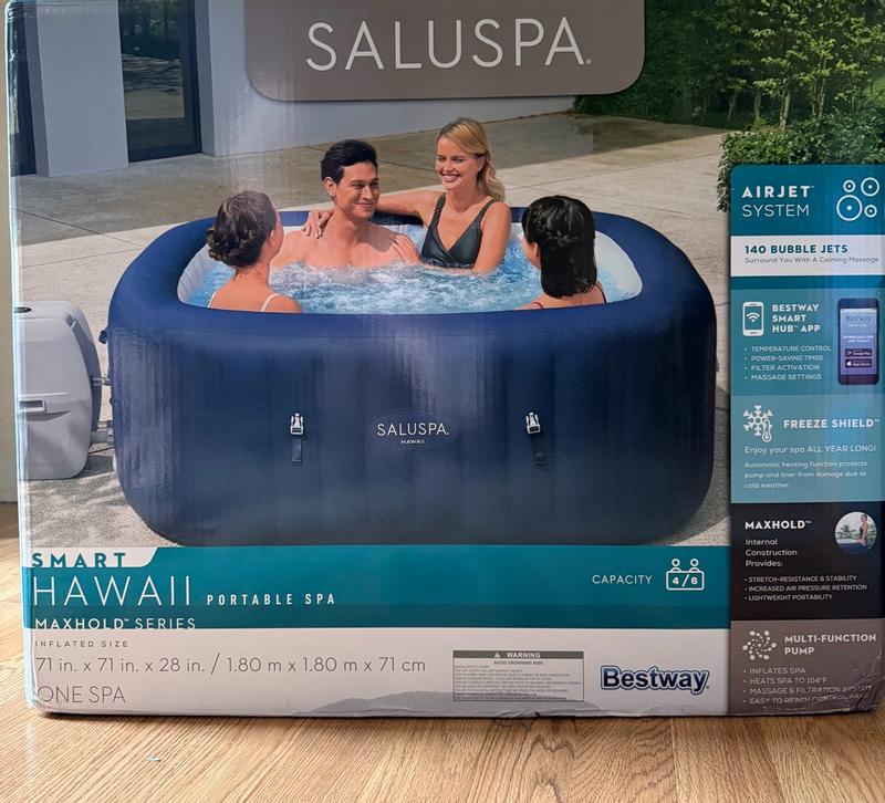 Bestway SaluSpa Hawaii 4 to 6 Person Smart AirJet Inflatable Hot Tub ...