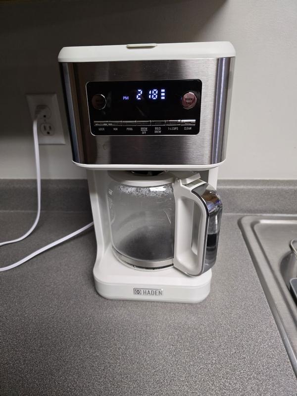 Haden Generous Brew 14 Cup Programmable Digital Coffee Maker Pot, Ivory ...