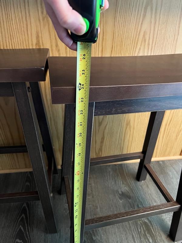 PJ Wood Classic Saddle-Seat 24" Tall Kitchen Counter Stools, Walnut ...