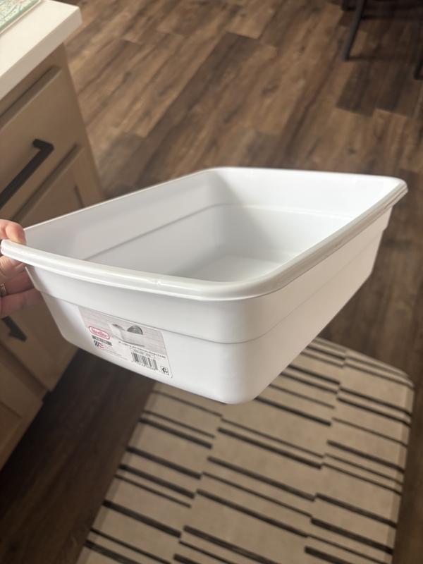Sterilite Small Portable Rectangle Plastic 8 Qt Dish Pan Basin White ...