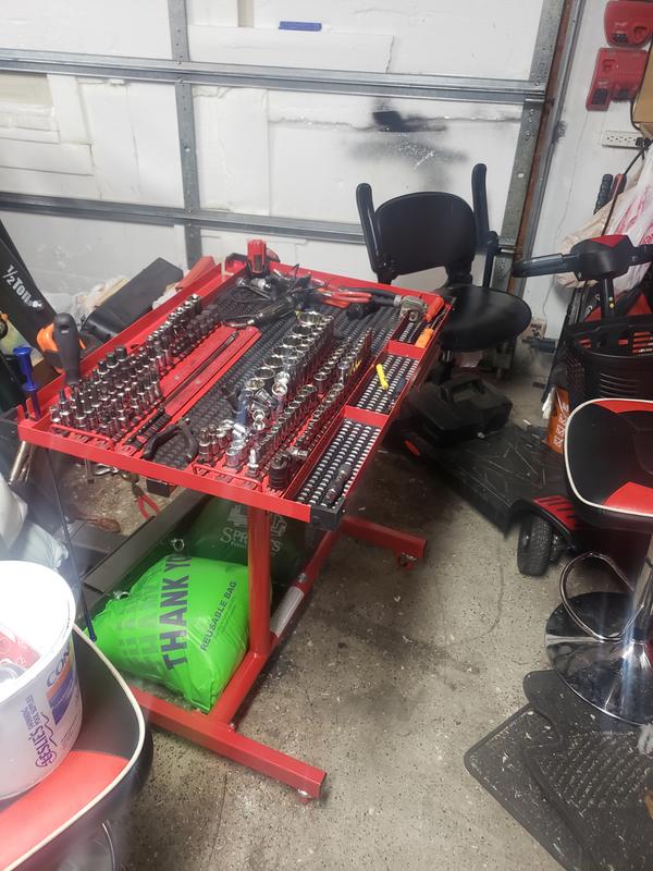 Tool Cart With Drawers Red Rolling Adjustable Tool Work Table With ...