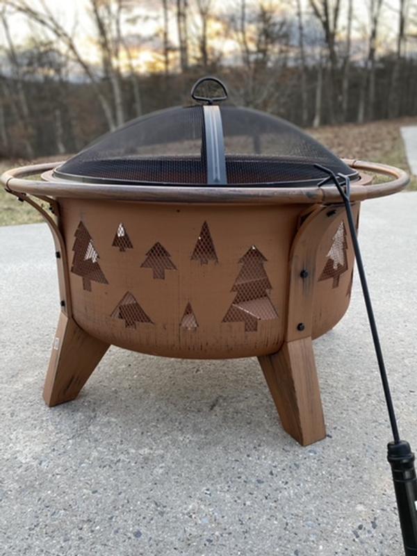 Sunjoy 30 in. Outdoor Wood-Burning Fire Pit, Patio Jack-o-Lantern Motif ...