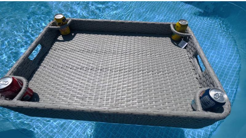 Sunjoy 24.02-in x 24.02-in-Seat Navy Pool Refreshment Tray F403000911 ...