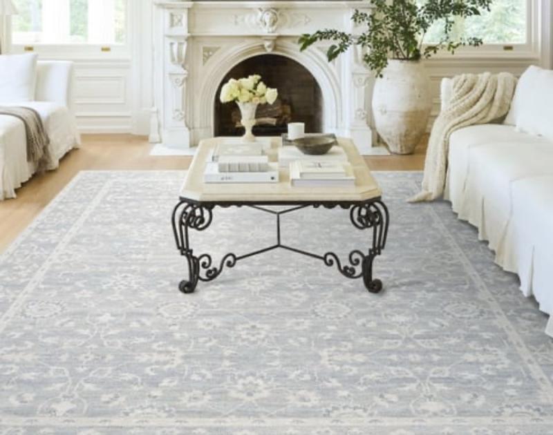 Livabliss x Nabela Noor Home Asha 5 x 7 (ft) Flatweave Sky Blue Rectangular Indoor Medallion ...