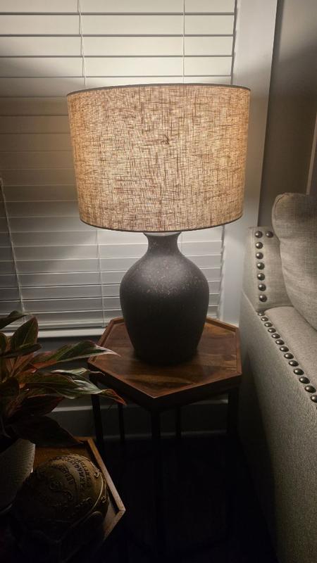 Livabliss Karole 25-in White/Brick On/Off switch Table Lamp with Linen ...