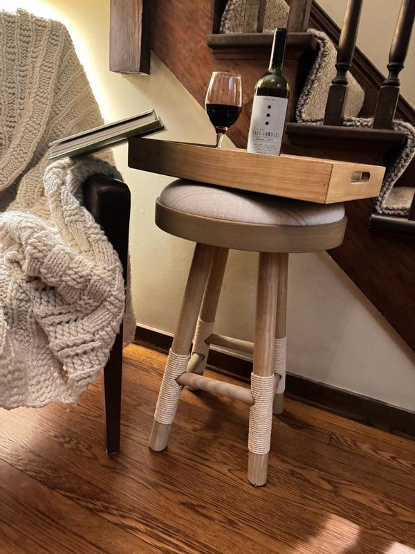 Livabliss Blue/Tan 26-in H Counter height Wood Bar Stool in the Bar ...