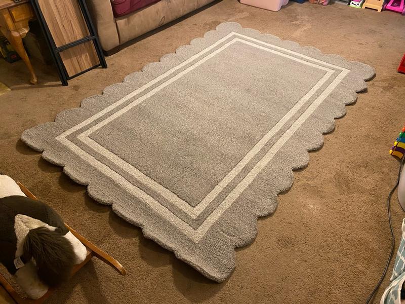 Livabliss Scalloped 2 x 3 (ft) Tufted Wool Brown Rectangular Indoor ...