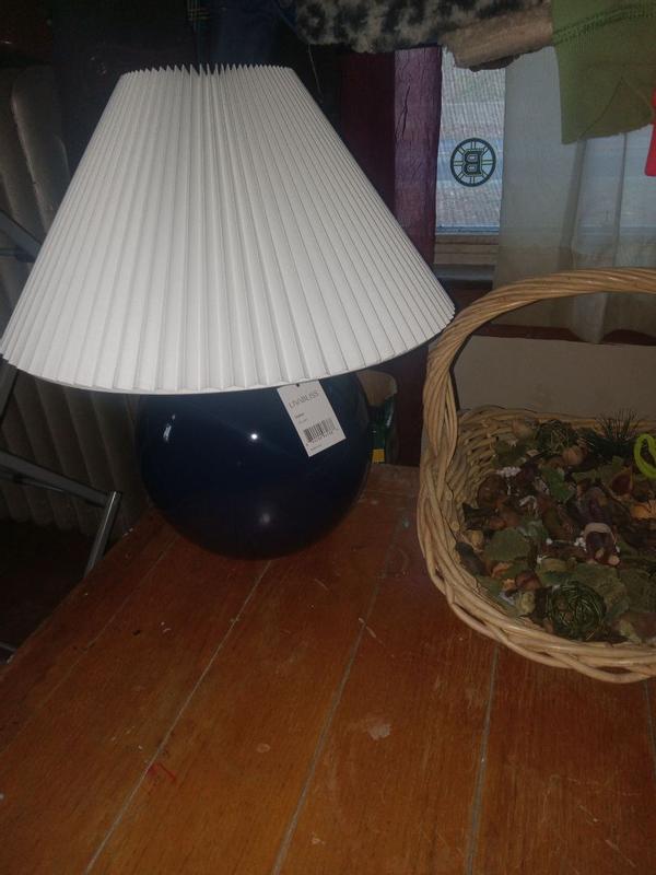 Livabliss Stellar 20-in White/Dark Blue On/Off switch Table Lamp with ...