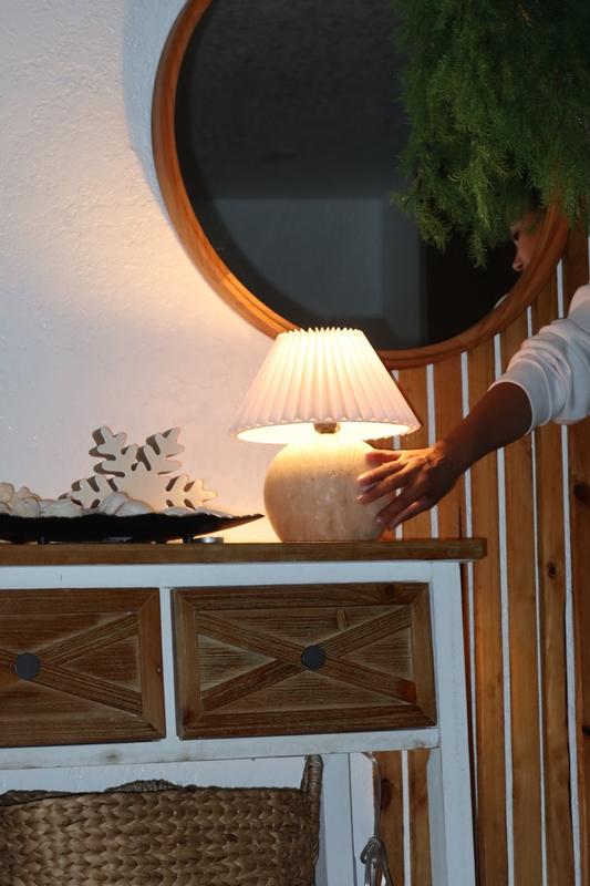 Livabliss Niafunke 12-in White/Brown On/Off switch Table Lamp with ...