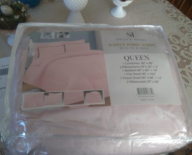 Sweet Home Collection 8 Piece Embossed Dobby Stripe All Season Bed in a ...
