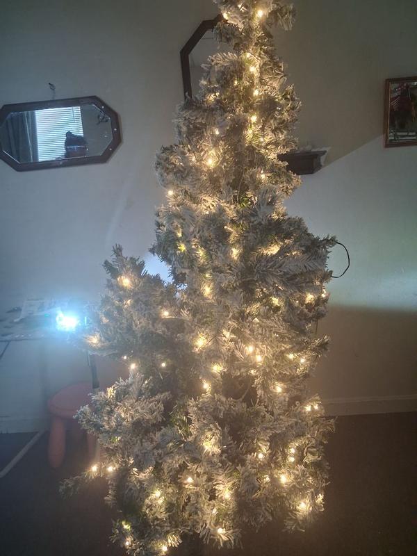Sweet Home Collection 6 FT Frosted Pre-Lit Artificial Christmas Tree ...