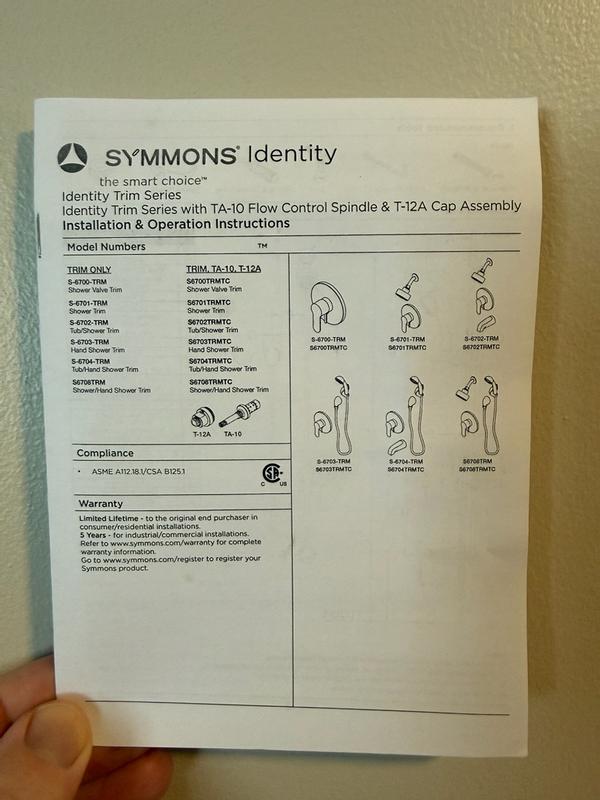Symmons Identity Polished Chrome 1 -Handle Lever Shower Faucet Handle ...
