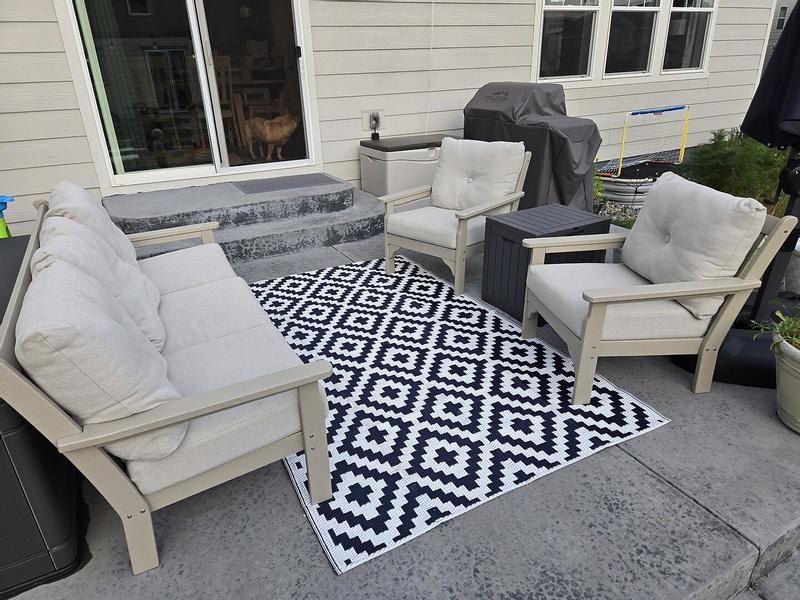POLYWOOD Vineyard Outdoor Sofa with Gray Cushions and Hdpe Frame GN69SA ...