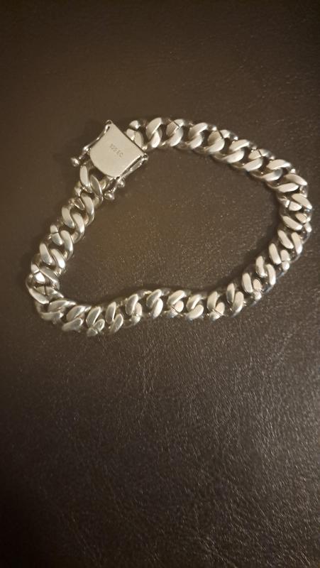 Cubic Zirconia 10mm Curb Chain Bracelet in Solid Sterling Cubic Zirconia 10mm Curb Chain Bracelet in Solid Sterling