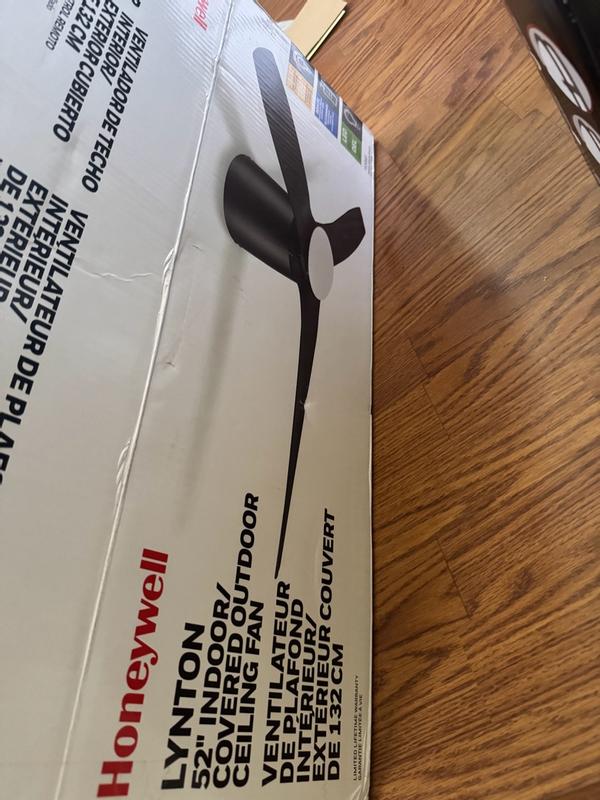 Honeywell Lynton 52-in Matte Black with Matte Black Blades Adjustable ...