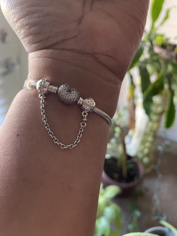 Band of Hearts Safety Chain Charm Sterling silver Pandora US