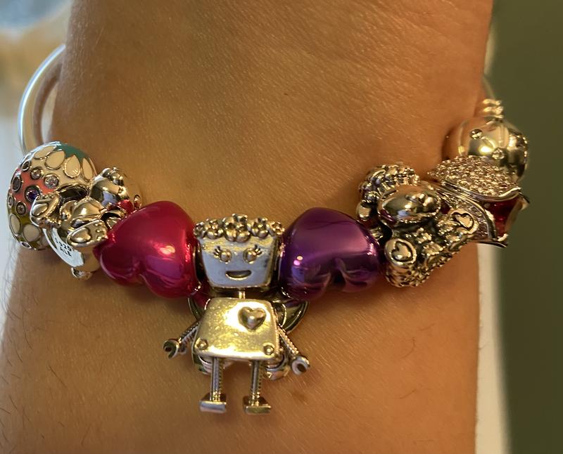 Pandora Sterling Silver Robot Girl With Flowers Charm | Bloomingdale's