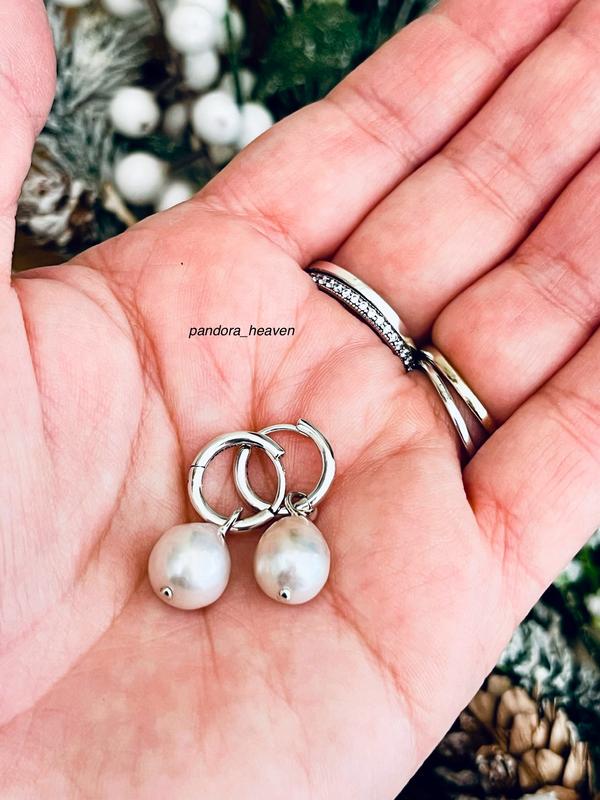 Pandora pearl hoop earrings store