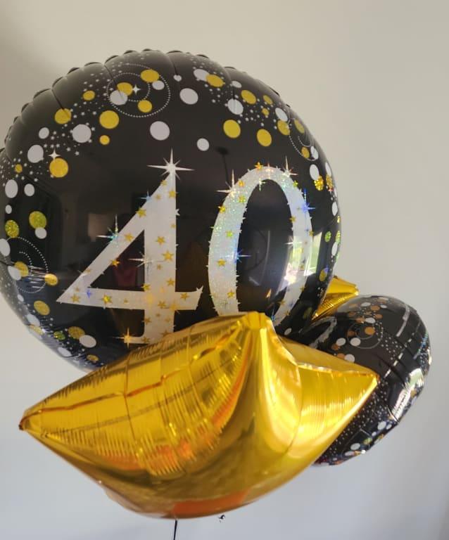 Sparkling Celebration "Happy 40th Birthday" Star Satin Foil Balloon ...