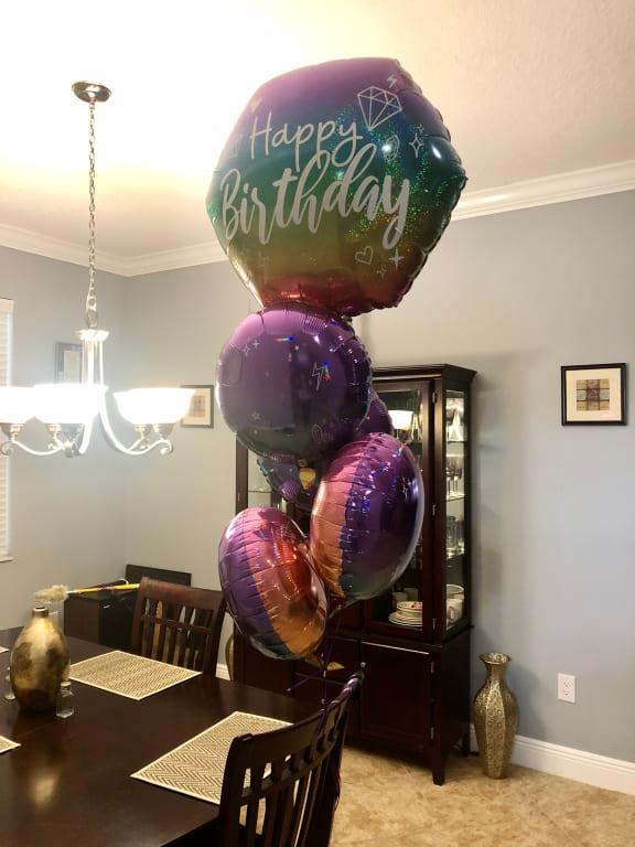 Sparkle "Happy Birthday" Octagon/Round Satin Foil Balloon Bouquet ...
