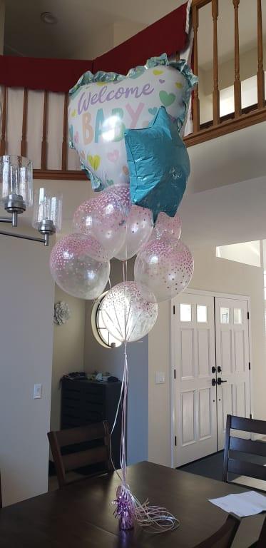 "Welcome Baby" Heart Ruffle Satin Foil Balloon, White/Multi-Coloured ...