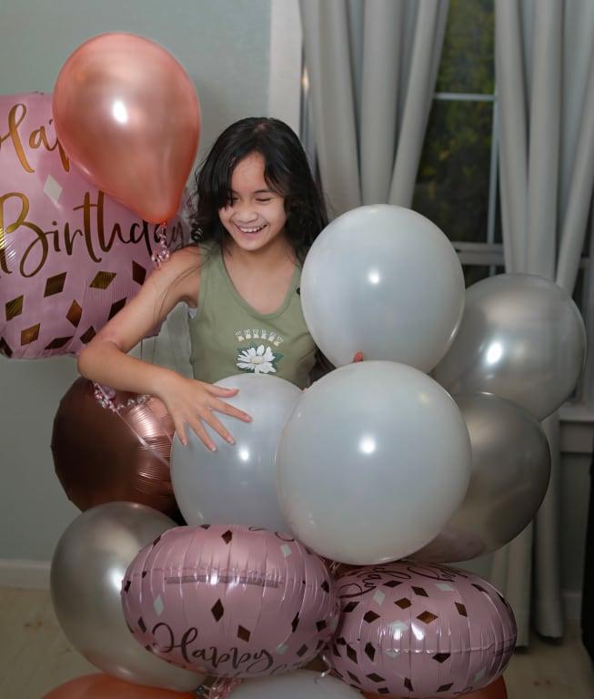 Blush Birthday "Happy Bday" Round/Orbz Satin Foil Balloon Bouquet, Rose ...