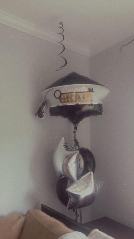 Bouquet De Ballons En Aluminium Satiné Mortier Congrats Grad Avec Poids