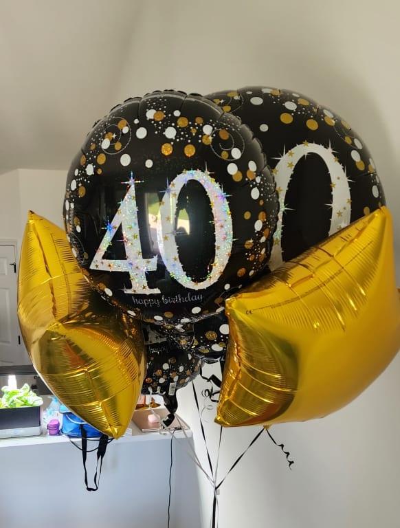 Sparkling Celebration "Happy 40th Birthday" Star Satin Foil Balloon ...