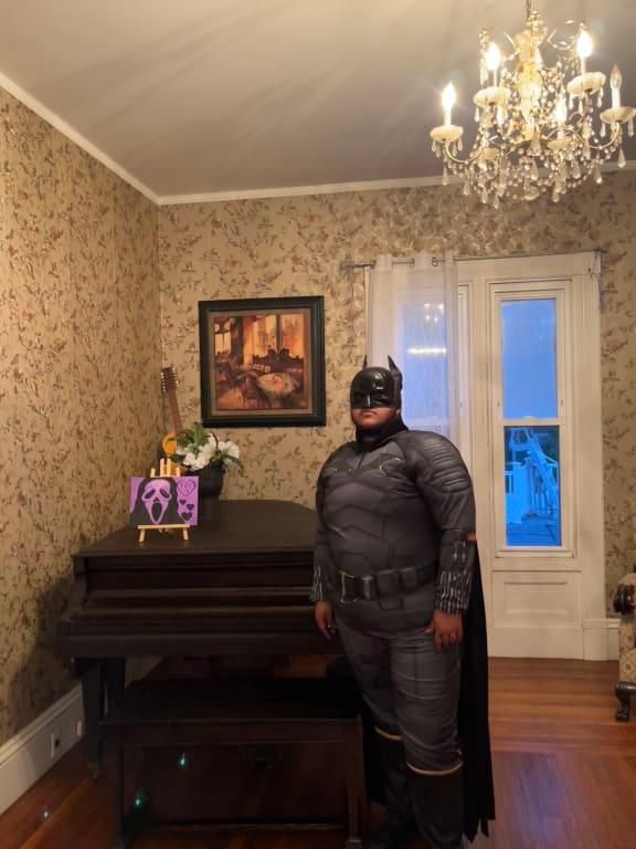 Men's DC Batman Black Jumpsuit with Cape & Mask Halloween Costume ...
