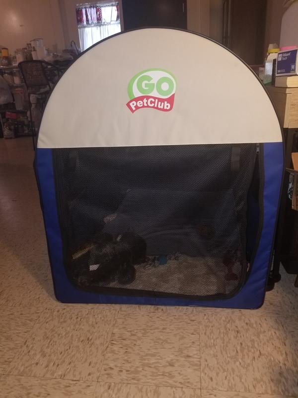 Go Pet Club Folding Soft Blue Dog Crate, 38" L X 28" W X 34" H | Petco