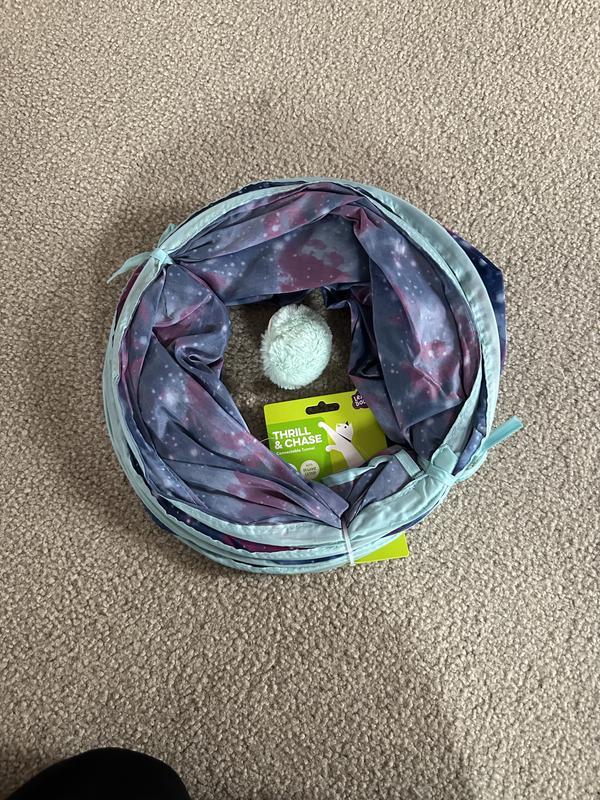 Leaps & Bounds Blue Packable Nylon Tunnel for Cats - Modular String Tie ...