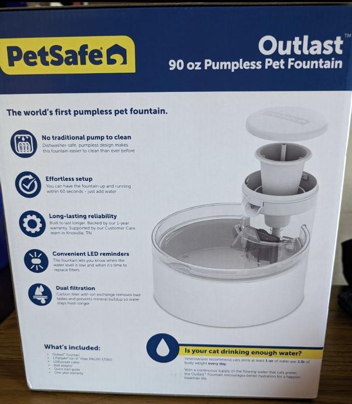 PetSafe Outlast Pumpless Water Fountain for Pets, 90 fl. oz. | Petco