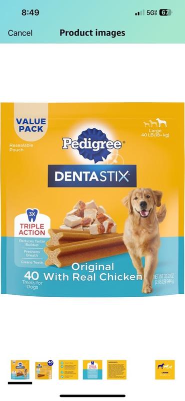 Pedigree Dentastix Original Flavor Bones Large Dog Dental Treats, 2.08 ...