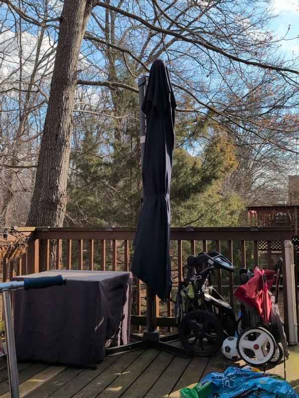 Pellebant 11-ft Aluminum Tan Slide-tilt Cantilever Patio Umbrella with ...