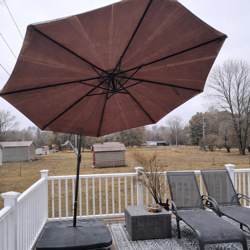 Pellebant 13-ft Aluminum Dark gray Crank Cantilever Patio Umbrella with ...
