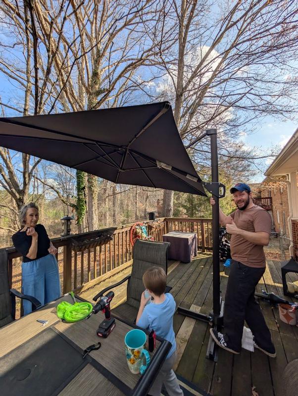Pellebant 11-ft Aluminum Tan Slide-tilt Cantilever Patio Umbrella with ...