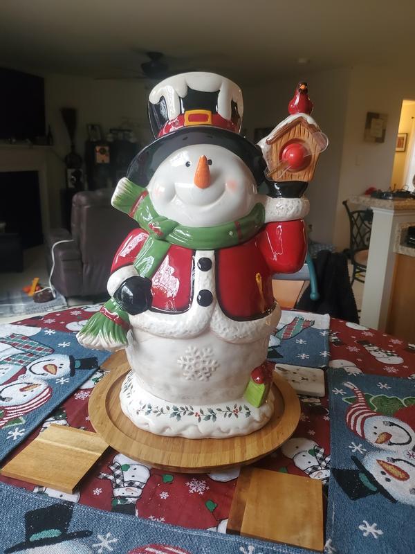 Winterberry Pfaltzgraff Snowman with LED Cookie Jar - Macy's