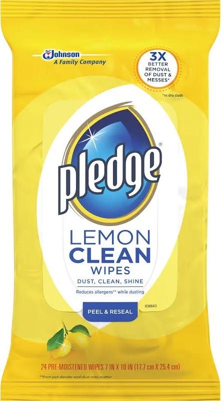 Pledge Enhancing Wipes 24-Count Lemon Wood Furniture Cleaner Pad 624489 ...