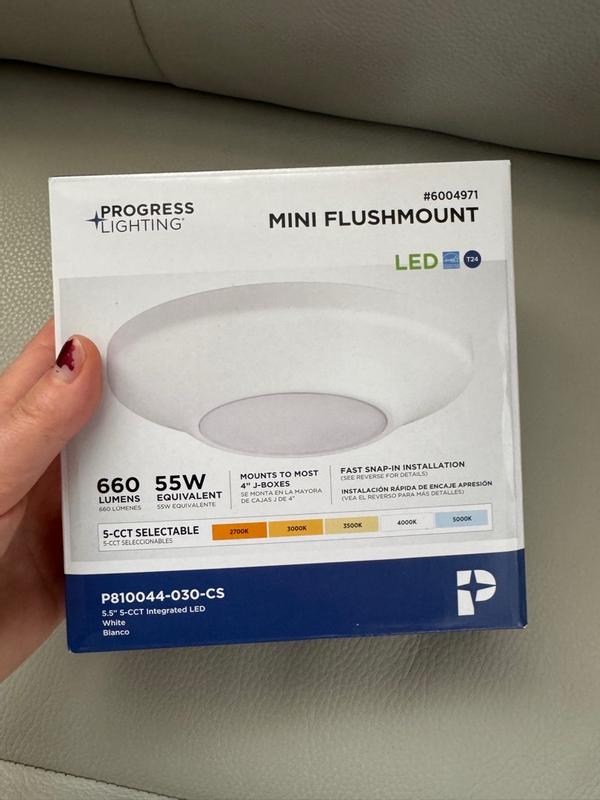 Progress Lighting CCT LED 1-Light 5.5-in White Indoor/Outdoor LED Flush ...