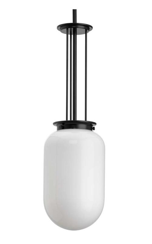 Progress Lighting Alisse 1 -Light Matte Black Industrial White glass ...